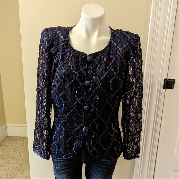 Vintage | Jackets & Coats | Vintage Nancy Neil Navy Blue Lace With ...